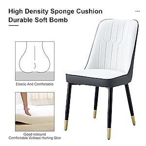 Henf 7-Piece Dining Set Modern Table and Chair Set for 6, Faux Marble Top Dining Table with 6pcs White&Gray Dining Chairs, 63'' White Dining Room Table with MDF Base, Kitchen Table Set for 6