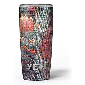 Design Skinz Grungy Orange and Teal Dyed Wood Surface - Skin Decal Vinyl Wrap Kit Compatible with The Yeti Rambler Cooler Tumbler Cups