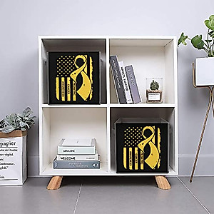 Pediatric Cancer Awareness Flag Large Cubes Storage Bins Collapsible Canvas Storage Box Closet Organizers for Shelves