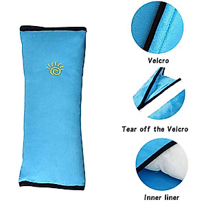Ecloud Shop® 2pcs Seatbelt Pillow,Car Seat Belt Covers for Kids, Adjust Vehicle Shoulder Pads, Safety Belt Protector Cushion, Soft Auto Seat Belt Strap Cover Headrest Neck Support for Kids Blue+Gray