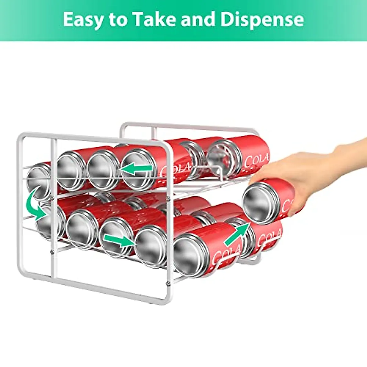 smusei Stackable Soda Can Organizer Soda Rack Holder for Pantry 4 Tier Beverage Can Dispenser Cola Storage Rack for Kitchen Cabinets Countertop, Holds 40 12oz Soda Cans or Canned Food - Matte White