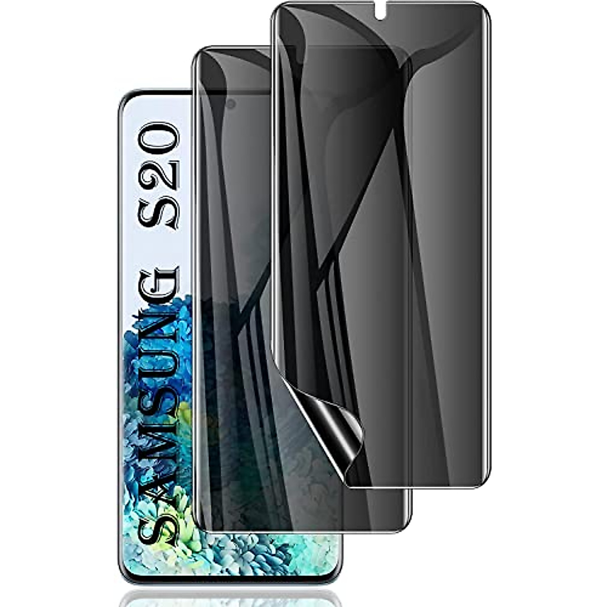 [2 Pack] Galaxy S20 Privacy Screen Protector, Anti-Spy Flexible Film TPU Screen Protector for Galaxy S20 6.2 Inch 2020 [Support Fingerprint ID] [Full Adhesive Coverage] [Easy Installation Frame]