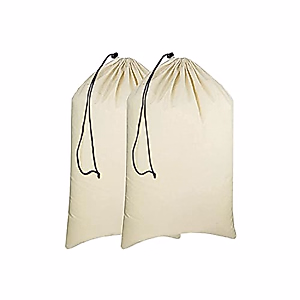 Gratico 2 Pack Extra Large Canvas Heavy Duty Natural Cotton Multi Use Size 28''x 36'' Laundry Bags