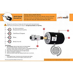 12 Volt Starter for Ford 8N Ford 9N Tractor Ford 2N with Drive Bendix + 1 Year Warranty || 1939-1952 12V Ford 8N Starter 3109 8N1100R 8N11001 1831810 8N-11001R 9N11001 9N11002 SFD0191 8N-11002 SA-546
