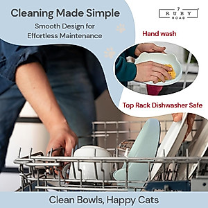 7 Ruby Road Anti Whisker Fatigue Cat Bowl, Set of 2 - Wide Cat Food Bowls, Wet and Dry Shallow Cat Food Dish, Small Cat Dishes for Indoor Cats, Cute Kitten Bowls Whisker Friendly & Relief, Non-Slip