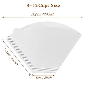 #4 White Paper Filters, Coffee Filter #4 Cone Paper Filters 8-12 Cups, Disposable for Pour Over and Drip Coffee Maker (White, #4 U-shaped 100 Count)