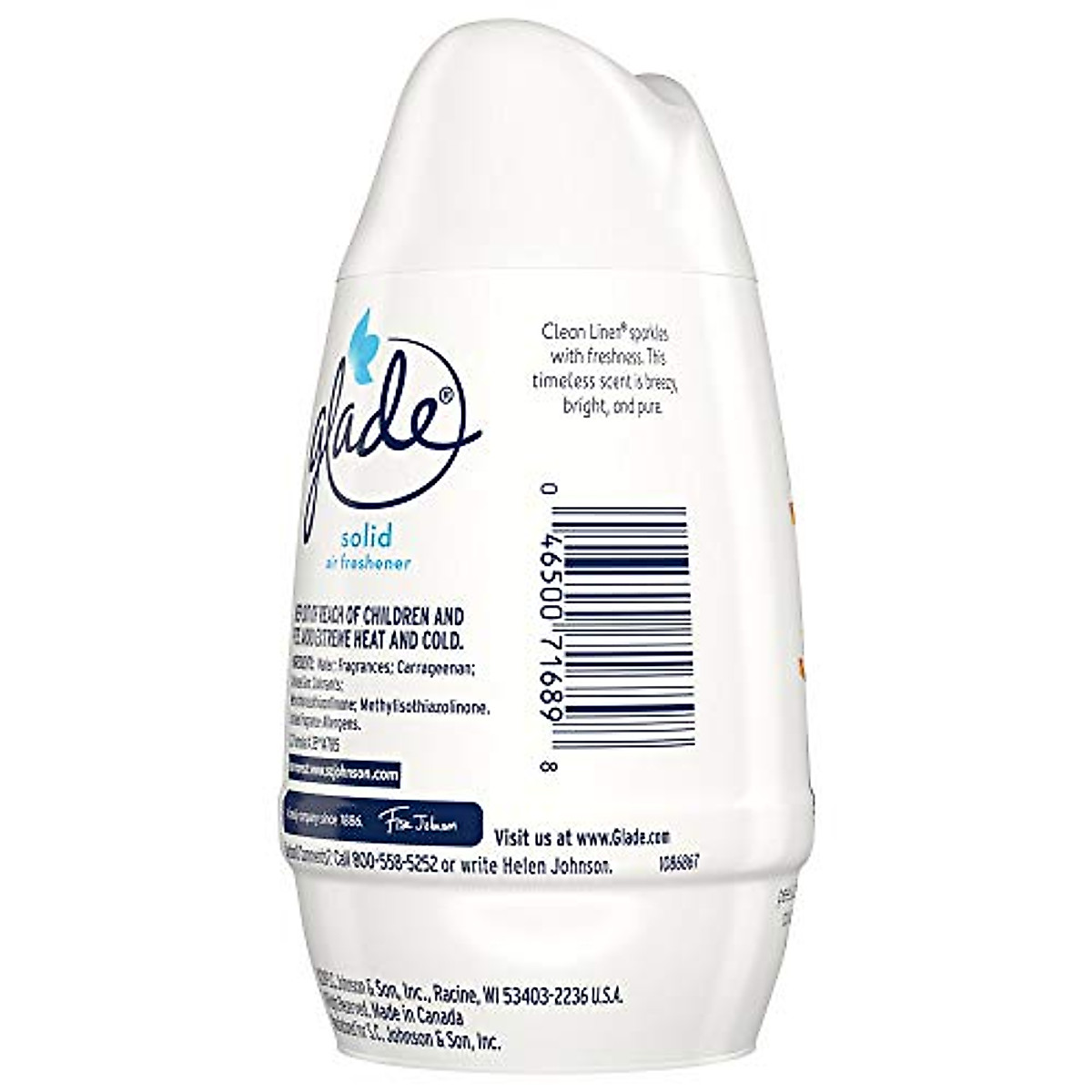 Glade Solid Air Freshener, Deodorizer for Home and Bathroom, Clean Linen, 6 Oz