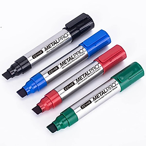 ZEYAR Permanent Markers, JUMBO Size, Aluminum Barrel, Set of 4, Waterproof & Smear Proof Markers, Writes on most surfaces (Black, Blue, Red, Green)