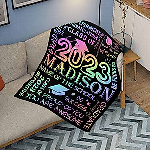 MyPupSocks Custom Blanket for 2023 Graduation, Class of 2023 Graduate Success Blanket Personalized Graduate Throw Blanket for Daughter Son Niece Sister, Customized Graduation Gifts for Him Her 30x40