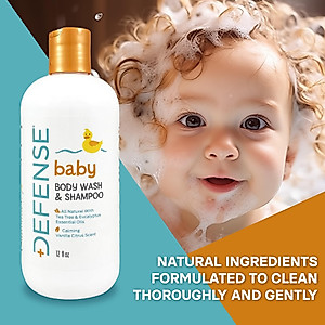 Defense Soap Baby Shampoo and Body Wash with Tea Tree Oil, Coconut Oil, Eucalyptus, Olive Oil & Aloe, 12 Fl Oz (Pack of 2)