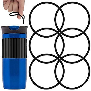 6pcs Replacement Gaskets Compatible with Contigo Snapseal Byron Travel Mug 16 & 20oz, Leakage-Proof Rubber Seals Ring Lid Gaskets Replacement Parts Compatible with Contigo Mugs (Black)