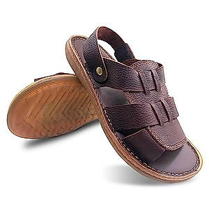 ZLUXURQ Mens soft leather hiking outdoor sandals-Luxury Casual Beach Sandals