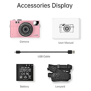 Camnoon 1080P Compact Digital Camera 48MP 3.0 Inch LCD Screen Auto Focus 16x Digital Zoom Anti Shake Smile Capture, Beauty Built-in Flash Battery Selfie Mirror Kids Teen Friends