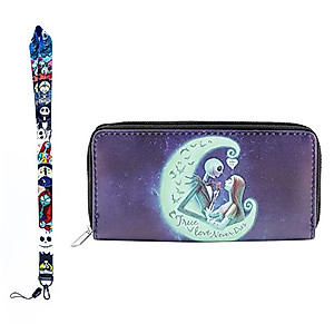 G-Ahora Nightmare Before Christmas Leather Wallet Jack Skellington All Over Print Faux Leather Wallet (WC Jack Skellington C)