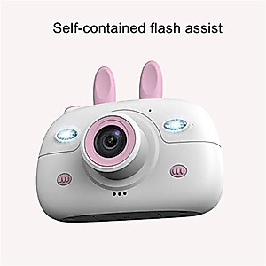MCJL Child Camera Child Digital Camera Photograph Print Camera Cartoon Rabbit Video Recorder 1080P High List Anti Dual Lens 2.4 Inch IPS Screen,Pink,No Memory Card