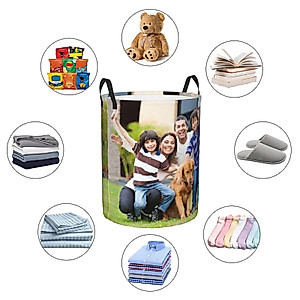 Custom Laundry Basket Personalized Laundry Hamper Add Your Name Text Photo Customized Collapsible Cute Dirty Clothes Baskets for Bathroom Bedroom Living Room Barbershop