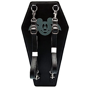 Loungefly X LASR Exclusive Disney Count Mickey Coffin Convertible Crossbody Bag - Cute Backpacks Festival Backpack Goth Fashion Disneybound