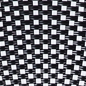 Flash Furniture Bordeaux Set of 2 Indoor/Outdoor Commercial French Bistro Stack Chairs - Black/White PE Rattan Back and Seat - Natural Bamboo Print Aluminum Frame