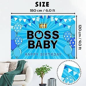 INNORU Boss Boy Backdrop Banner, Gender Reveal Poster Baby Shower Photography Backdrop Boy 1st Birthday Party Decorations Photo Booth Props 6x4ft