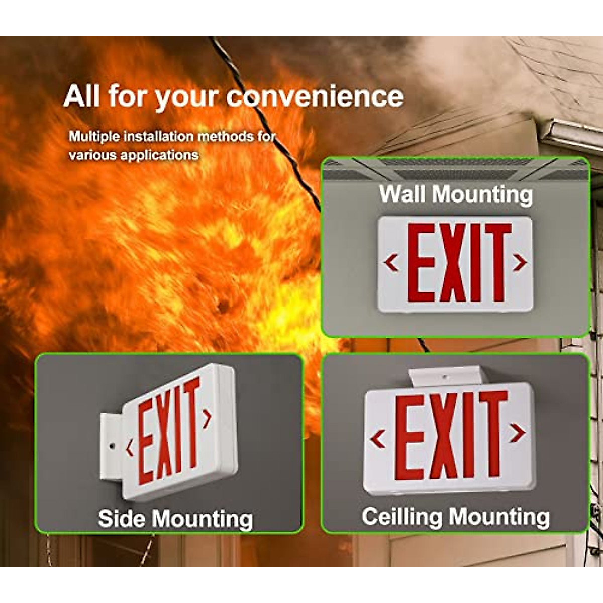 TANLUX Red Exit Sign, LED Emergency Exit Light with Battery Backup, UL Listed, AC 120/277V, Exit Signs with Emergency Lights, Commercial Emergency Lights for Business - 1 Pack