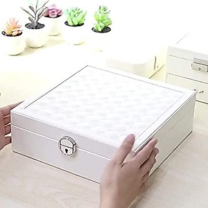 ZZYINH AN207 Big Jewelry Box with Mirror High Capacity Multilayers Rings Bracelets Jewelry Packaging Display Box Small Jewelry (Color : White)