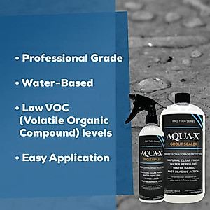 AQUA-X 16 Oz. Grout Sealer, Clear Grout and Tile Sealer, Natural Finish, Professional Grade, Indoor & Outdoor, Fast Dry and Long Lasting Protection