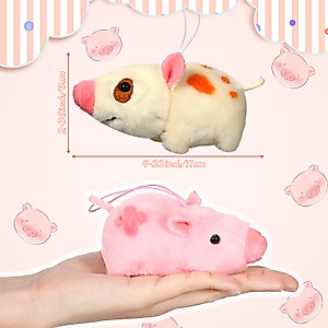 12 Pack Cute Plush Animal Toys 4 Inch Mini Plush Ornament Stuffed Doll Keychain Tote Bag Pendant for Birthday Party Likes DIY Home Decor (Pig Style)