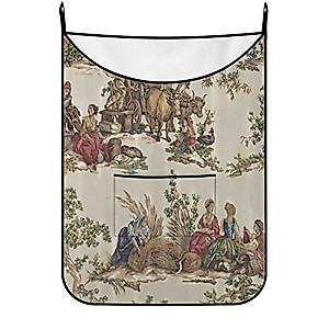 Hanging Laundry Hamper Bag French Country Door Hanging Hamper with Front Pocket Save Bathroom Space Hanging Laundry Bag Size 20X26inch Door Laundry Basket.