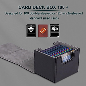 MTG Deck Box for Card,Card Storage Box Fits 100+ Single Sleeved Cards, PU Leather with Strong Magnet Function Card Deck Case Compatible with Collectible Trading Cards, Magic Commander TCG Card