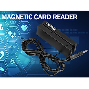 Ejoyous Magnetic Stripe Credit Card, USB 3 Tracks Hi Co Credit Card Reader Swiper Magstripe Swipe Card MSR90 for Point of Sale (POS), Access Control, ID Verify