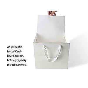 HUAPRINT Large White Paper Square Bags with Handles,12 Pack 12x12x12inch,Large Square Gift Bags,Shopping Merchandise Bags,Birthday,Goodie,Craft Retail,Candy,Cookie,Take Out Bags