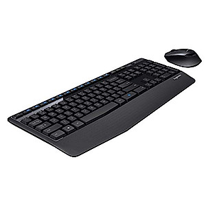 Logitech MK345 Wireless Keyboard and Optical Mouse (920-006481) Black, Blue - (Renewed)