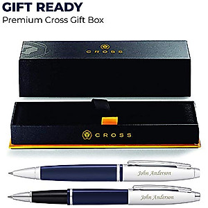 Cross Pen Set | Engraved/Personalized Cross Calais Ballpoint and Rollerball Double Pen Gift Set with Case - Blue. Engraved gift for man or women, with your custom name or message