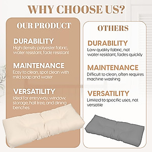 NVAZN Large Tufted Bench Cushions -36”x14”x 4”- Indoor or Outdoor Furniture Seat Cushion - Water, UV & Stain-Resistant - Porch Furniture Cushion - Beige