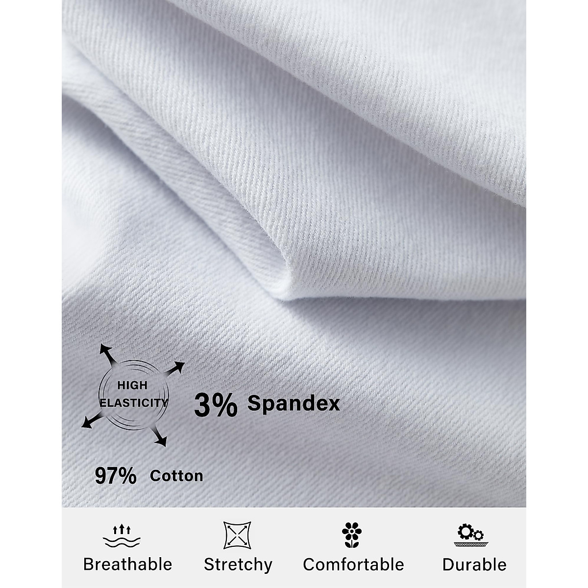 roswear Women's High Waisted Stretchy Denim Shorts Cuffed Jean Shorts White Medium