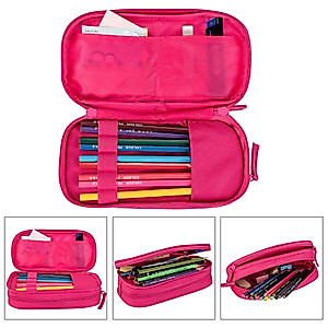 ZEEHXQ Sunset And Sunrise With Ocean Sea Waves Print Large Pencil Case Pouch With Zipper,Adults Office Stationery Travel Makeup Bag, Pink, RXZER23