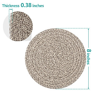 Trivets for Hot Pots and Pans 8 inches 2 Pcs, Trivet for Hot Dishes, Hot Pads for Kitchen Table, Cooking Potholder Set, Large Coasters Cotton Mat to Protect Counter (Brown)