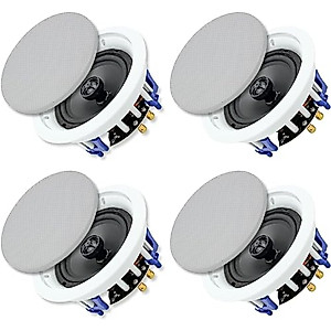 Herdio 6.5 inch 640 Watts Ceiling Speakers 2 Way Flush Mount Passive Perfect for Office,Kitchen,Living Room,Bathroom(4 Speakers)