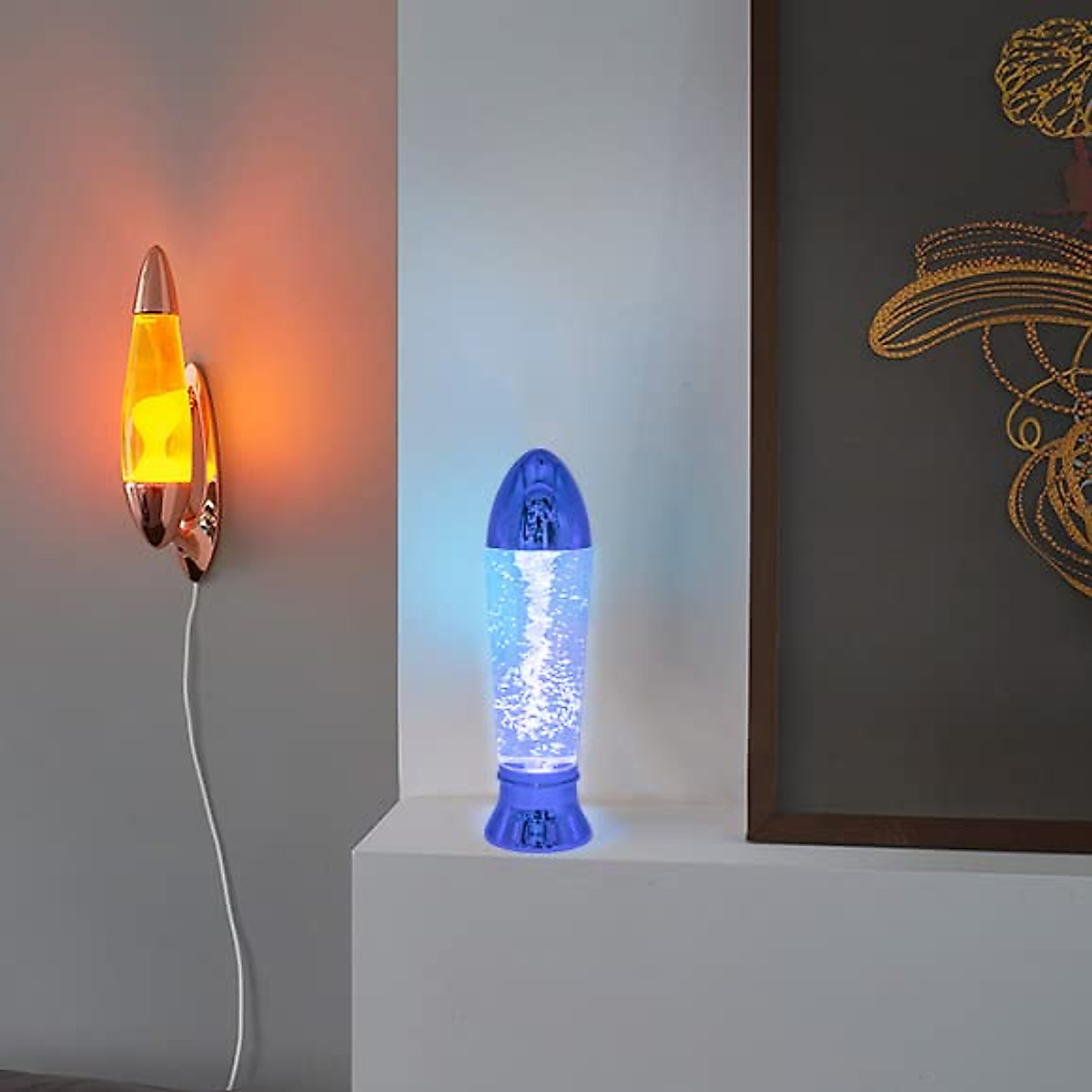 YAKii Tornado Lamp 10.5" LED Color Changing,Tornado Maker, Room Decor,Battery/USB Cable Operated Blue