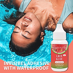 Wig Glue for Front Lace Wig, Strong Hold Glue Watermelon for Hair Systems Invisible Bonding Adhesive,Waterproof and Oil-Resistant for Hairpiece Closure Frontal Toupee Systems 1.3Oz