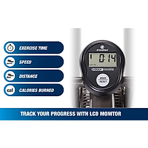 Stamina Air Resistance Bike 876 - Smart Workout App, No Subscription Required - Dynamic, Adjustable Tension - Multi-Function LCD Monitor - Dual-Action Arms to Engage The Upper Body