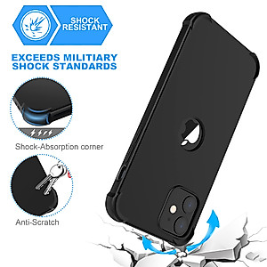 iPhone 12 Mini Case, ORETech Heavy Duty Shockproof Cover with 2 Tempered Glass Screen Protectors - 5.4" Black