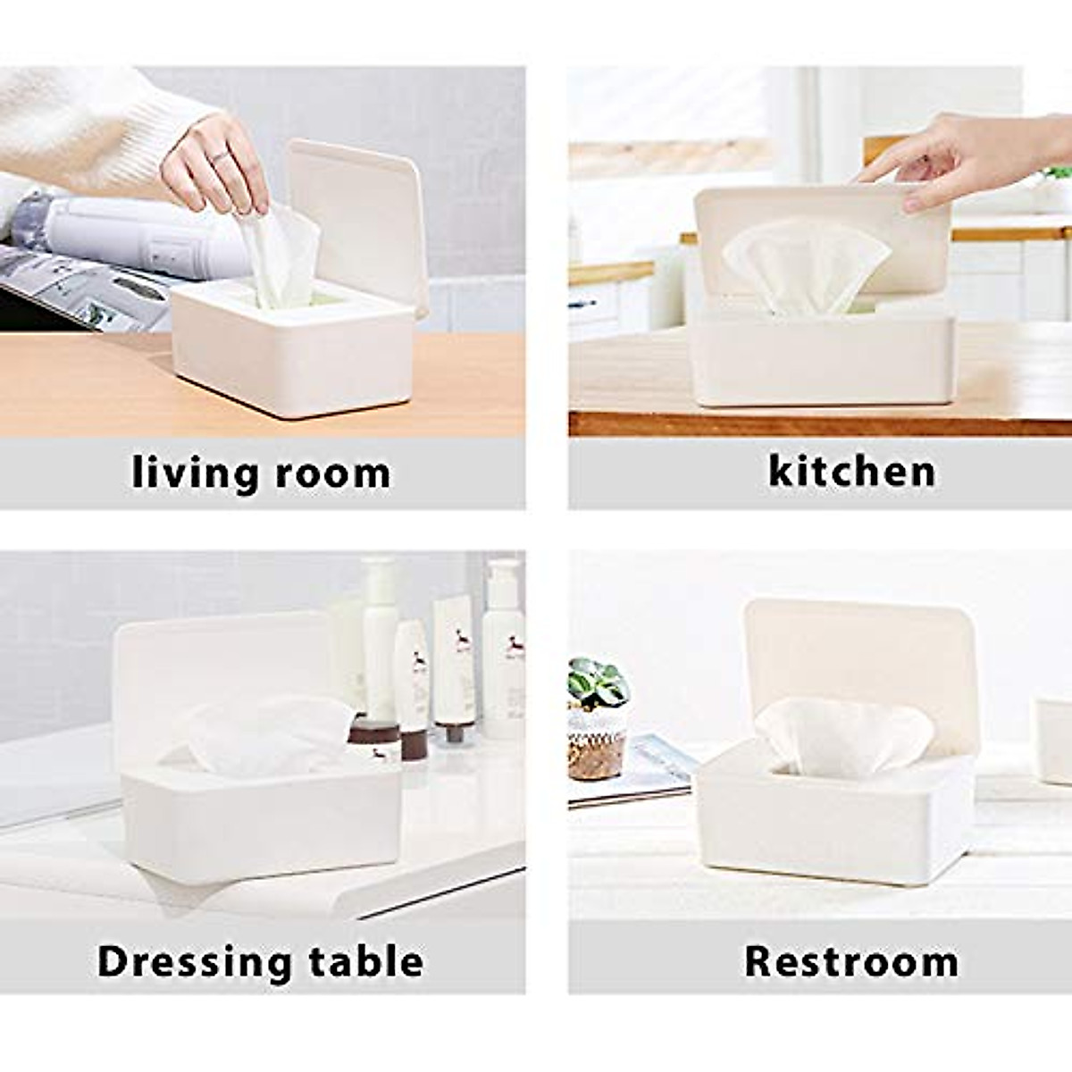 Rxan Wipes Dispenser, Wet Wipes Dispenser Holder Dustproof Tissue Storage Box Case with Lid for Home Office Desk