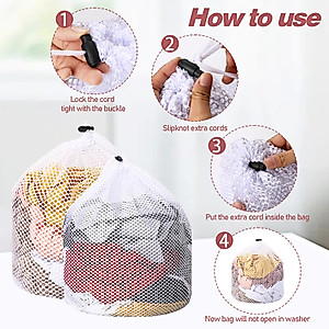 2pcs Mesh Laundry Bags for Socks, Machine Washable Drawstring Design Travel Mesh Laundry Wash Bags White Drawstring Garment Bags for Laundry Storage for Home Dorm Hotel Travel Use,12x16inch, 16x20inch