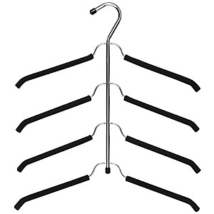 Whitmor Chrome and Foam Blouse Hanger, 4-Tier, Chrome & Black