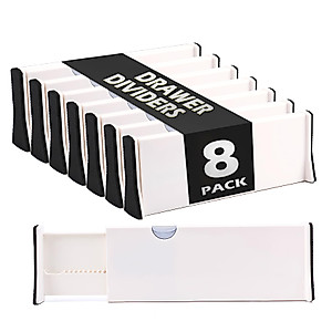 Kingrol 8 Pack 11-17 Inch Adjustable Drawer Organizers, Expandable Drawer Divider with Non-Slip End, Household Separators for Kitchen Utensils Dressers Clothes Craft Office Supplies