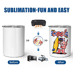 AGH 10OZ Sublimation Wine Tumblers Blanks, 4 Pack Straight Stainless Steel Tumblers with Lids and Straw, Sublimation Coffee Cups Mugs for Hot & Cold Drinks