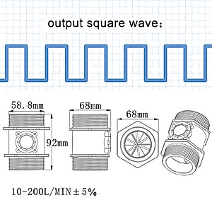 DIGITEN G2 2 inch Water Flow Hall Sensor Switch Meter Flowmeter Control 10-200L/min