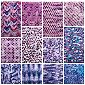 Chuanshui 12 PCS 11.4 x 11.4 inches (29 x 29 CM) 100% Cotton Craft Fabric Bundle for Patchwork 12 Different Pattern Pre-Cut Quilting Fabric Square for DIY Craft Sewing (Purple Pattern)