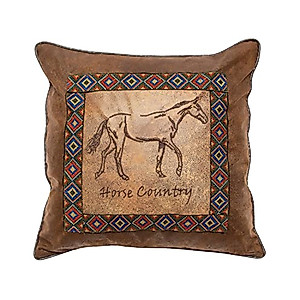 Carstens, Inc. Horse Country Western 18"x18" Throw Pillow, Brown